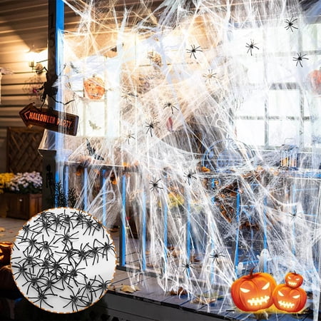 2 Sets Halloween Cobwebs with 30 Fake Spiders Realistic Cobwebs Windows ...