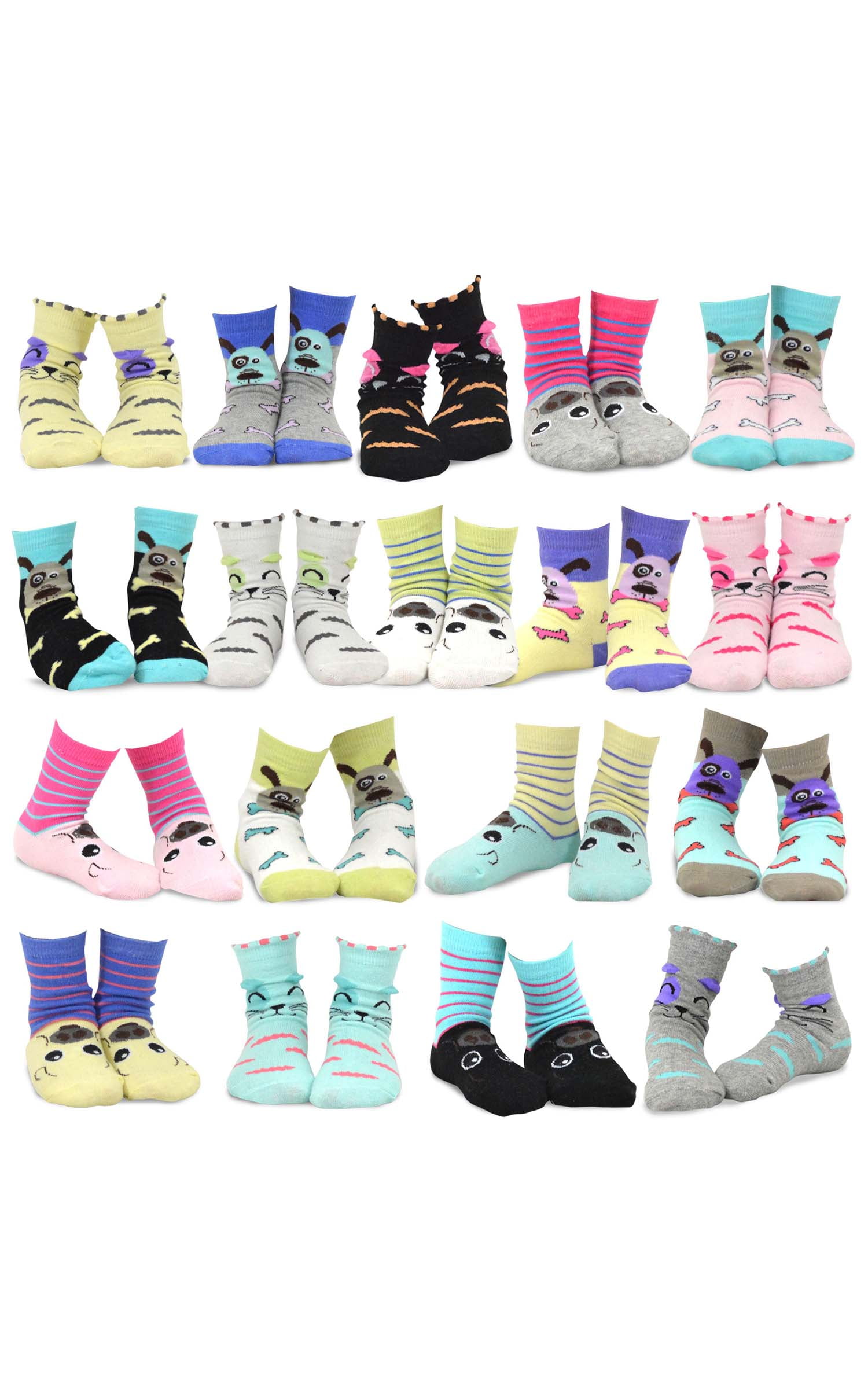 TeeHee Kids Girls Fashion Cotton Fun Crew 18 Pair Pack Gift Box ...
