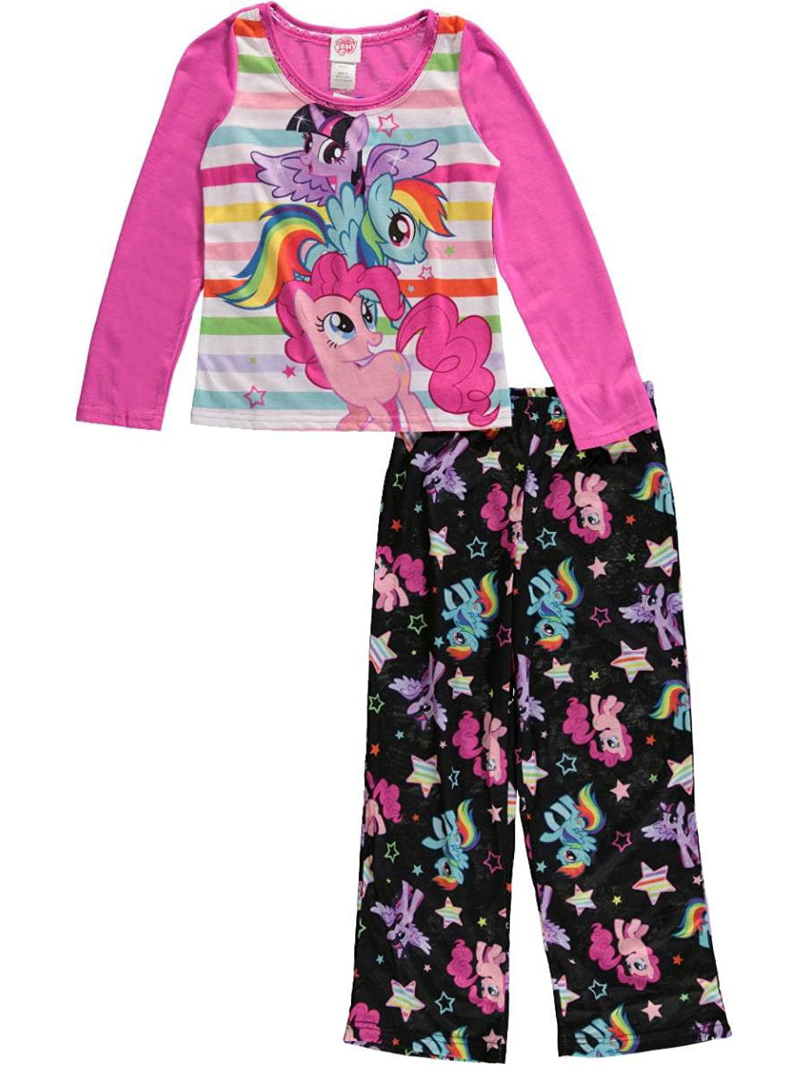 My Little Pony Girls Poly Pajamas (8, Stars Pink) - Walmart.com