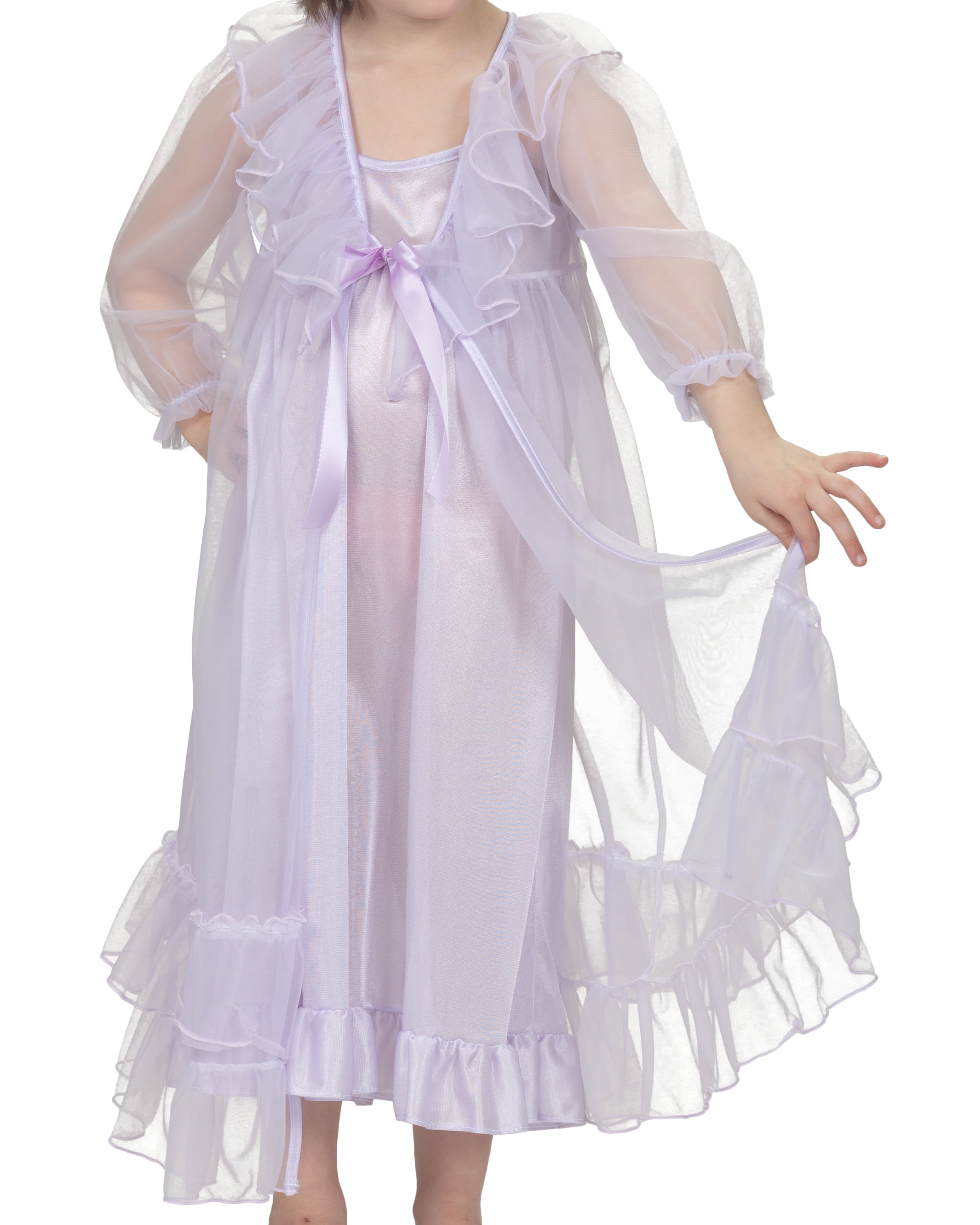 Frilly Peignoir Set in Solid Colors, (2T - 14) - Walmart.com