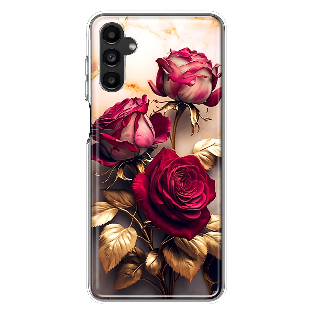 MUNDAZE Samsung Galaxy A13 Romantic Elegant Gold Marble Red Roses ...