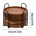 4pcs Solid Wood Round Coaster Set Equipped with Matching Storage Rack ...