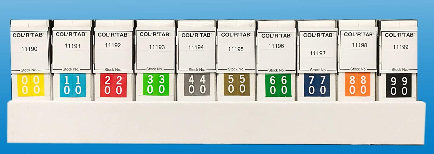 Tabbies Original COL'R'TAB 11190 Series Double Numeric Label Kit, 00-99 ...