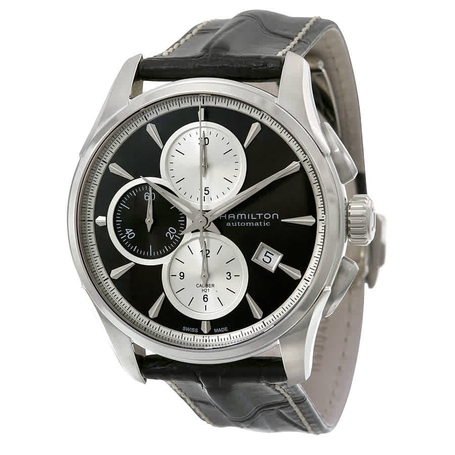 Hamilton H32596781 Jazzmaster Black Leather Strap Chronograph Men's ...