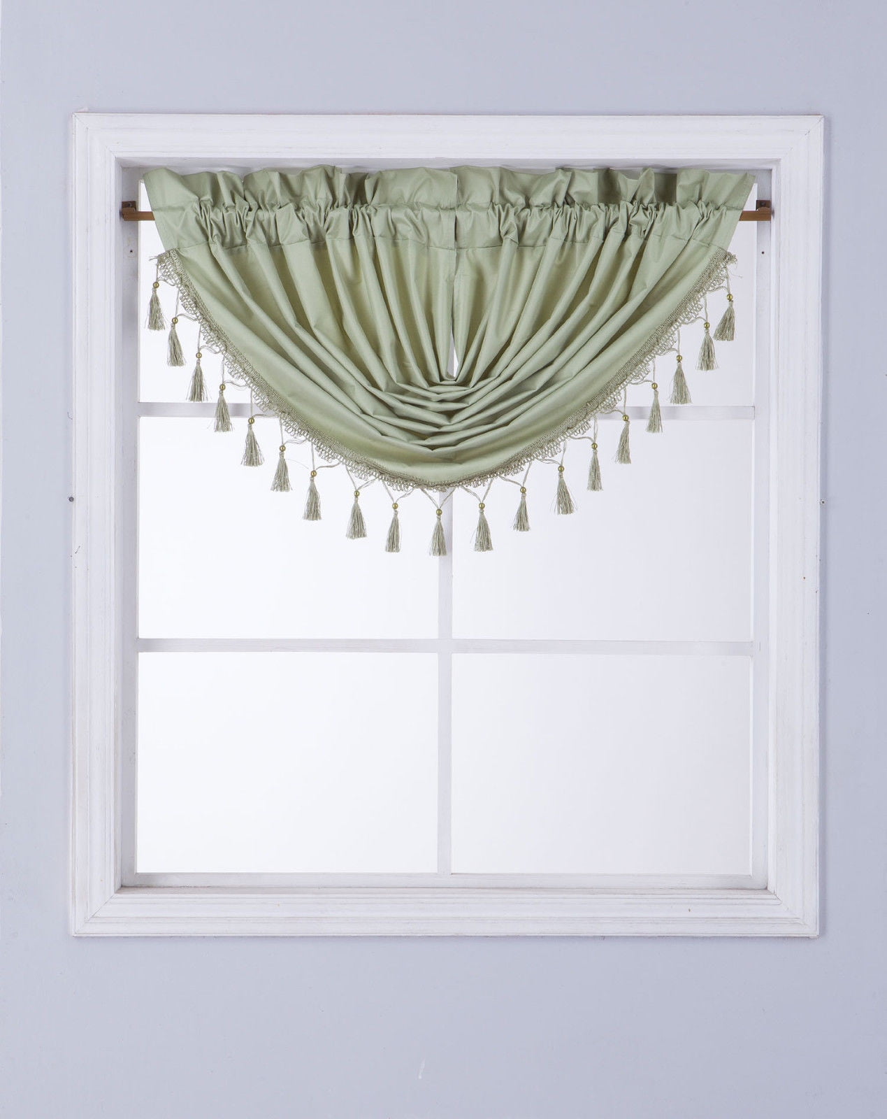 Rs8 1-Piece Sage Swag Waterfall Insulated Foam Lined Blackout Rod ...