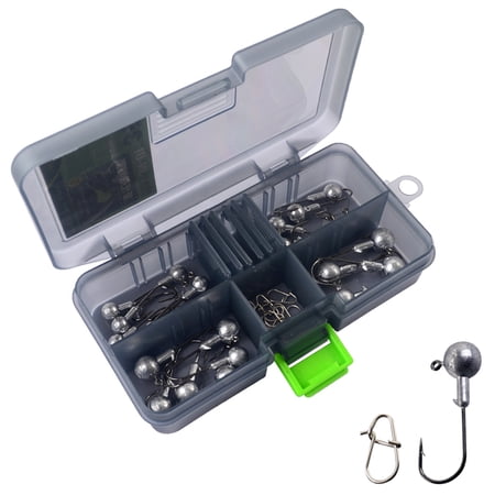 Amdohai 32 PCS Fishing Hook Ball Head Jig Worm Hook Fishhook for ...