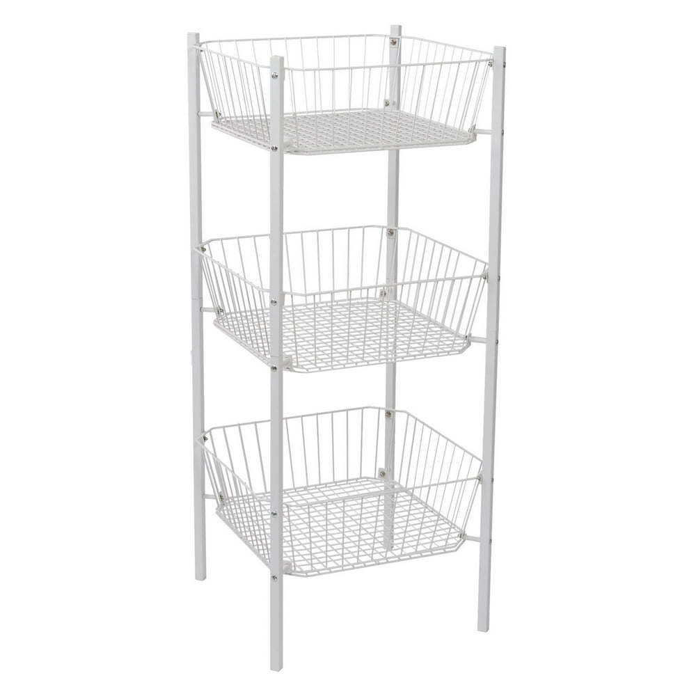 3-Tier White Wire Dump Bin - 19”W x 6”D x 46 1/2"H - Walmart.com ...