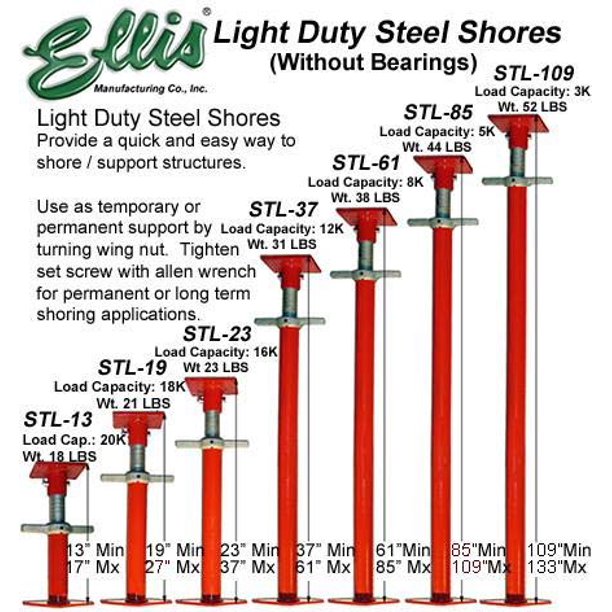 Ellis Manufacturing Company - Light Duty Steel Shores & Jack Post - 13 ...