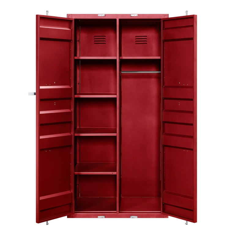 Acme Furniture Cargo Wardrobe Double Door Red Metal Indoor Location Walmart