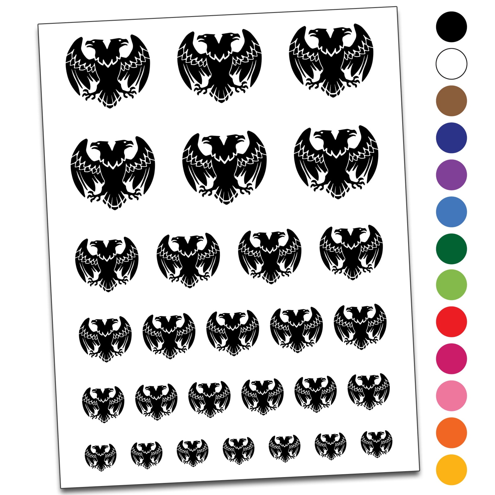Double Headed Eagle Heraldry Water Resistant Temporary Tattoo Set Fake ...