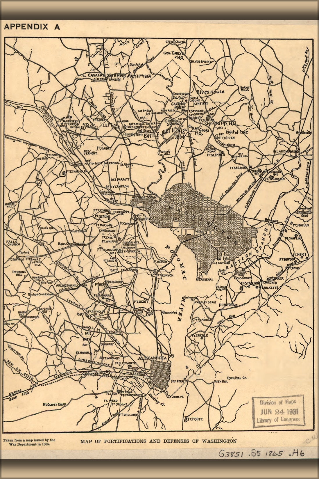 24"x36" Gallery Poster, Map of defenses of Washington DC 1865 - Walmart.com