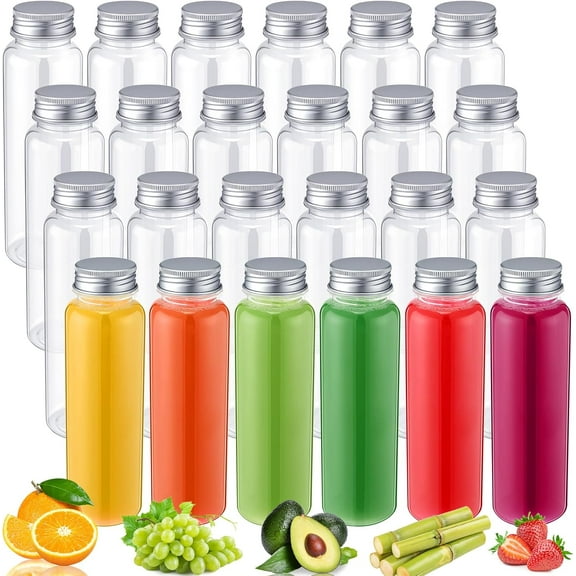 50 Packs 10 oz Plastic Juice Bottles with Caps BPA Free Juicing Sensory ...