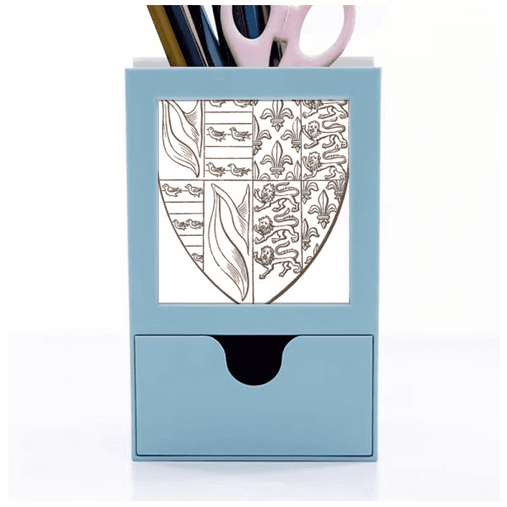 Black White Art Shield Lion Illustration Pattern Desk Supplies ...