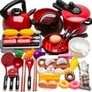 51pcs Kids Pretend Play Kitchen Toy Set with Simulation Utensils, Food ...