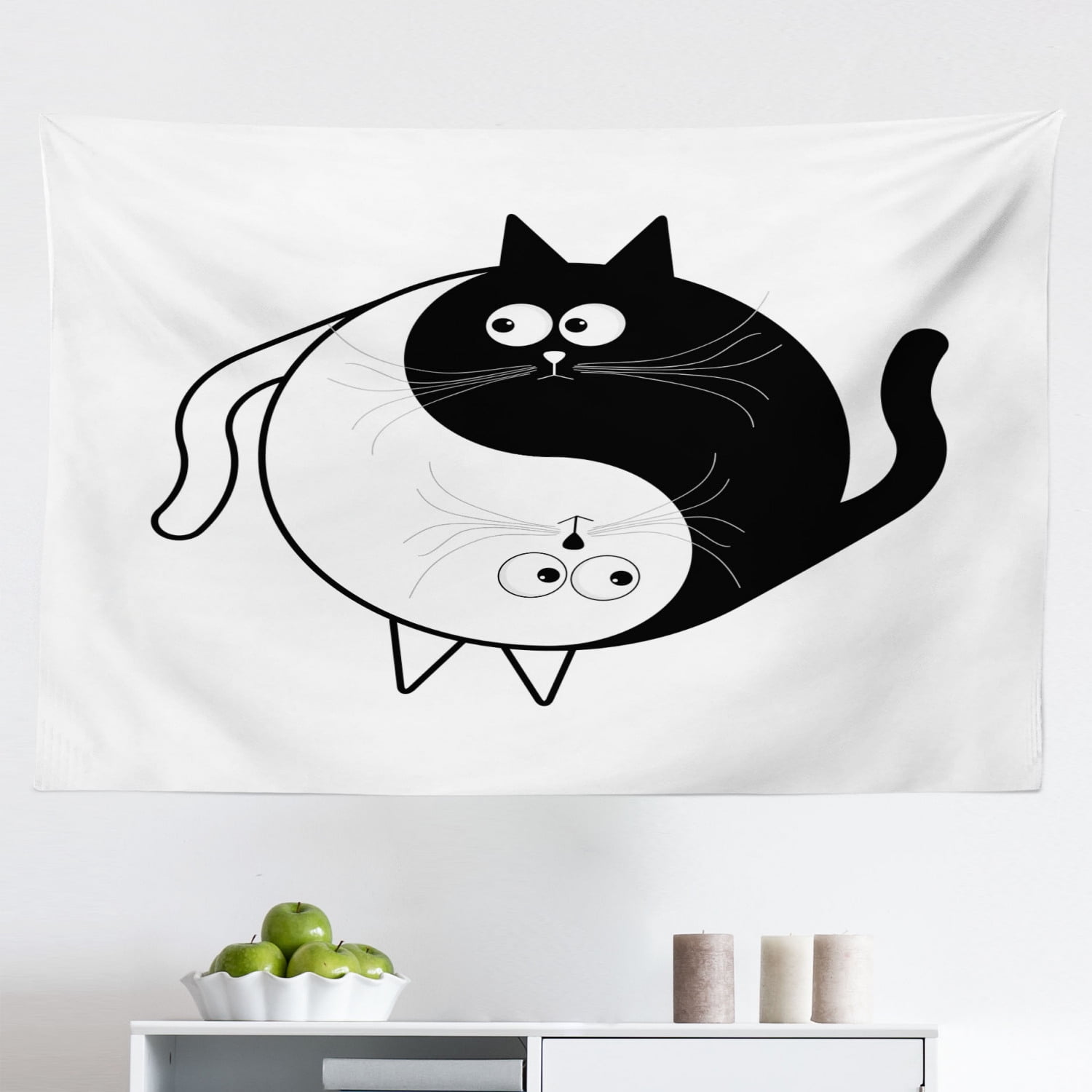 Ying Yang Tapestry, Pop Art Design Yin Yang Signs Hippie Style Eastern ...