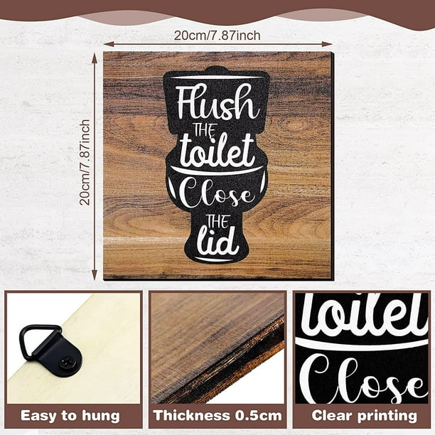 4 Pieces Rustic Wood Bathroom Sign Decorative Bathroom Wall Sign Wash ...