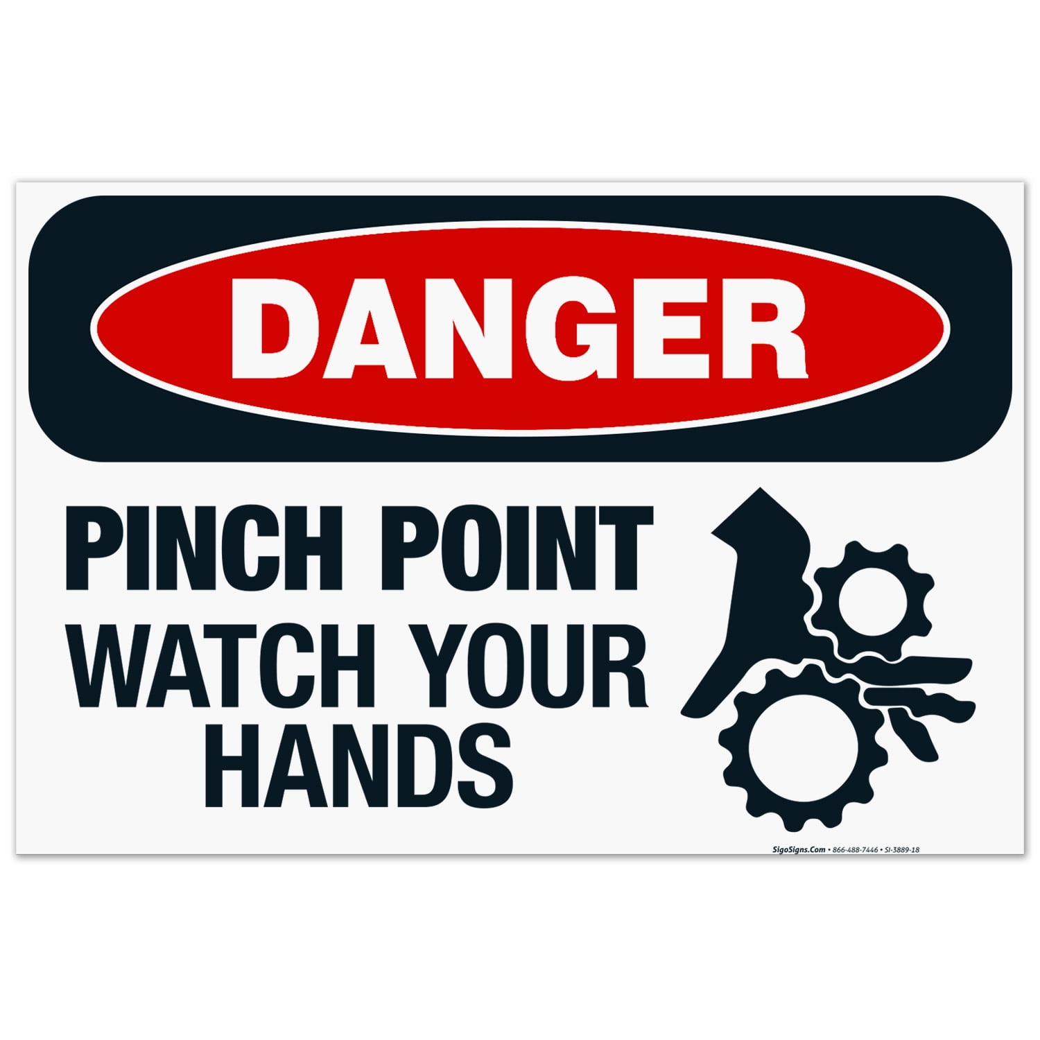 Pinch Point Watch Your Hands Sign, OSHA Danger Sign, 24x36 Corrugated ...
