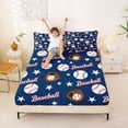 Feelyou Cartoon Baseball Gloves King Sheets for Boys, Navy Stars Print ...