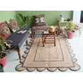 Area Rug Natural Jute Hand Braided Rug Light Grey Scalloped Runner ...