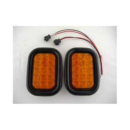 Amber 15 LED Rectangle Marker Park Turn Signal Lights / Grommets / Wire ...