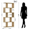 DIYART Oak 5-Tier Geometric Bookcase, S-Shaped Modern Bookshelf set of ...