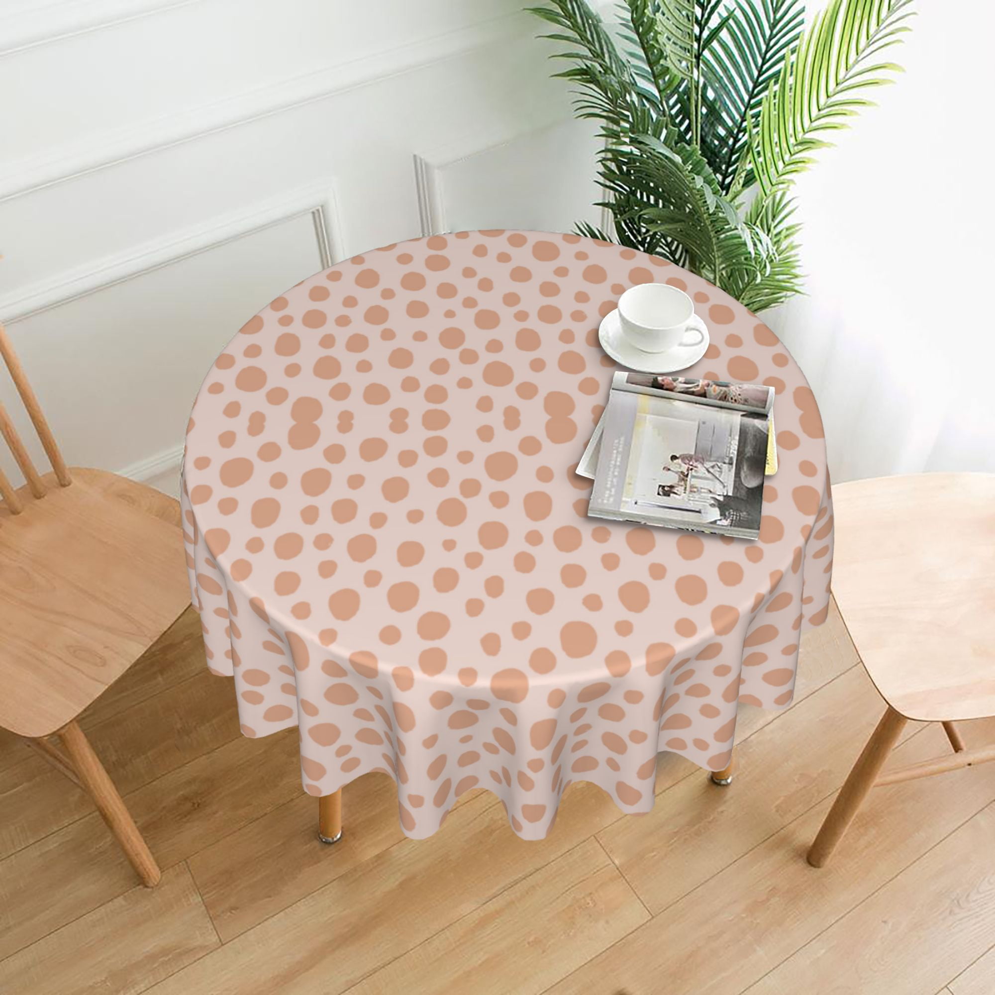 ZICANCN Round Table Cloths 60 Inch, Modern Animal Spots Yellow Table ...