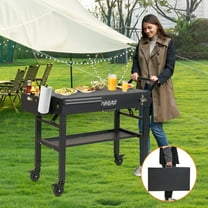 Dycanpo Portable Folding BBQ Grill Cart with Wheels, 3-Tier Outdoor ...