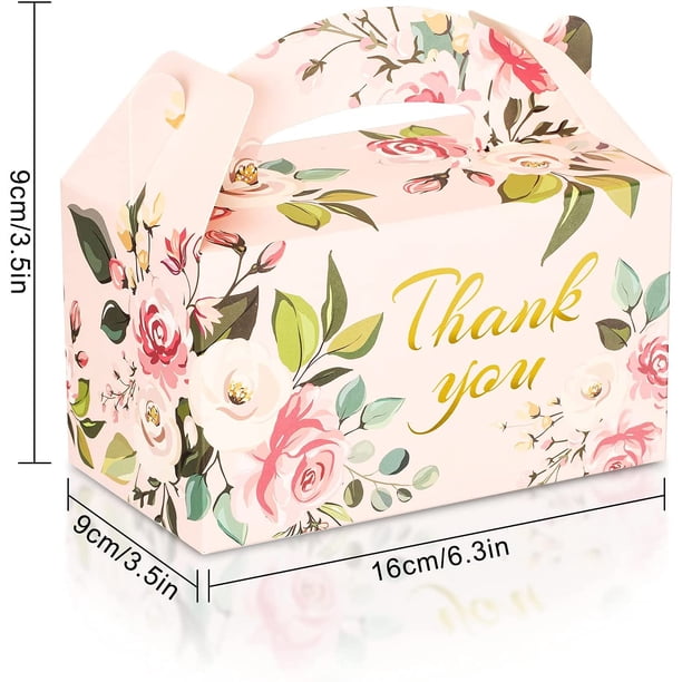 24 Pack Thank You Treat Boxes Pink Floral Design Cardboard Gift Box ...
