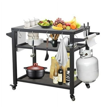 GDLF Solid Wood Outdoor Kitchen Prep Table Grill Station with Storage ...