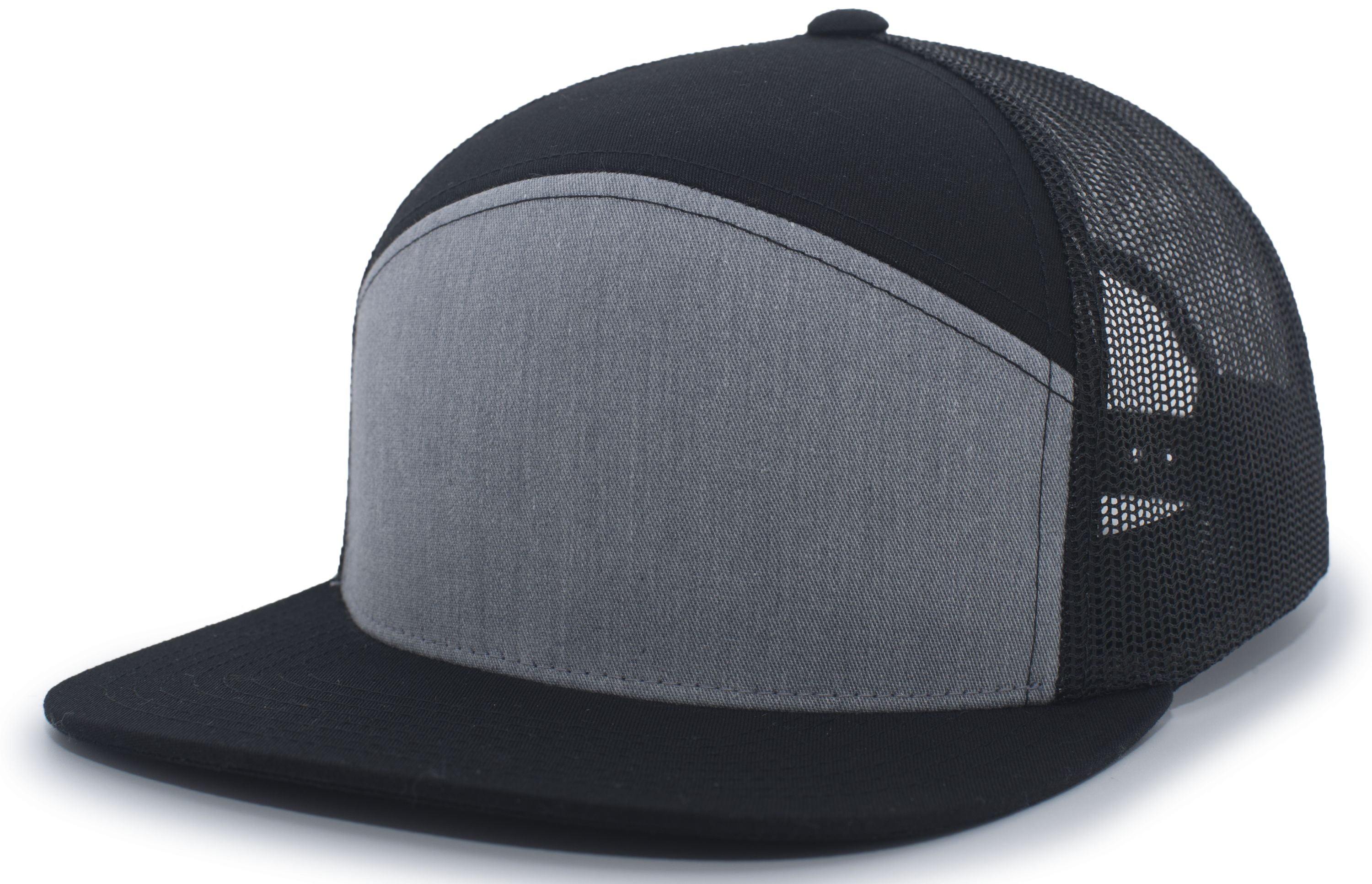 Pacific Headwear Adult Trucker Hat Unisex Black/Heather Gray Os ...