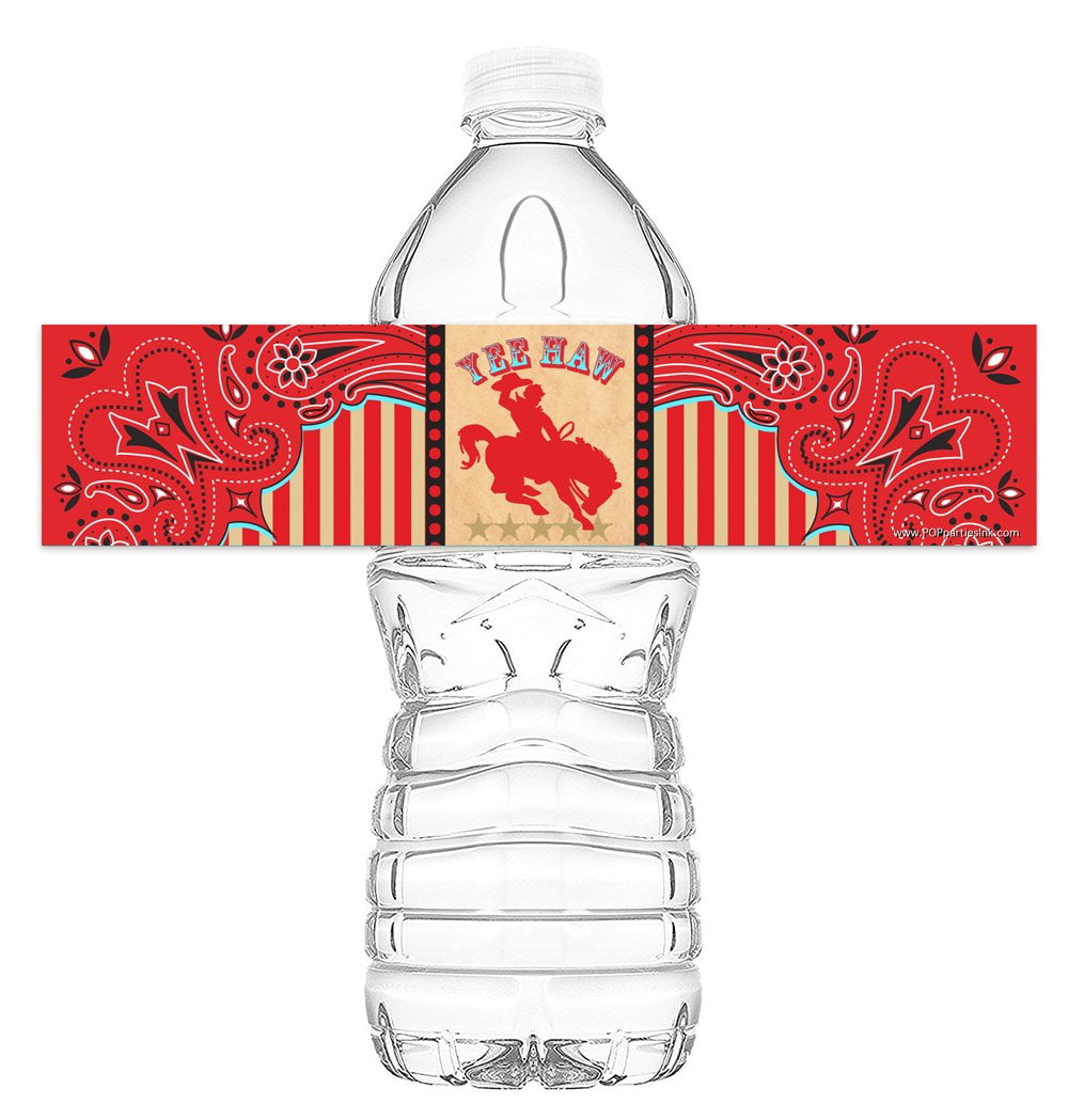 Cowboy Bottle Wraps - 20 Cowboy Water Bottle Labels - Cowboy ...