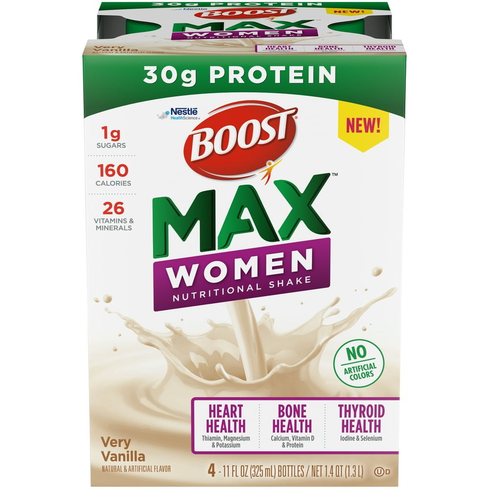 BOOST Max Women Ready to Drink Nutritional Shake, Very Vanilla, 4 - 11 ...