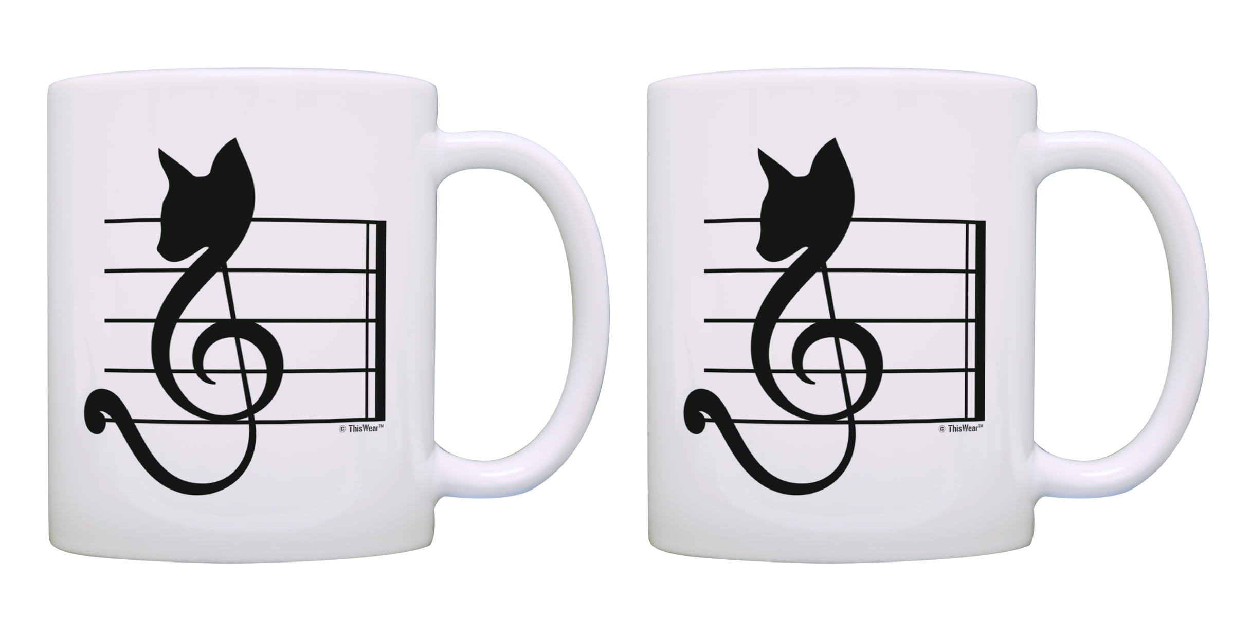 ThisWear Cat Mug Set Cat Treble Clef Cat Gifts Music Note Mug for Cat ...