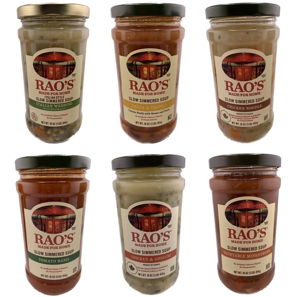 Rao's Homemade Soups Variety Pack of 6 Flavors- Raos Tomato Basil Soup, Raos Italian Wedding ...