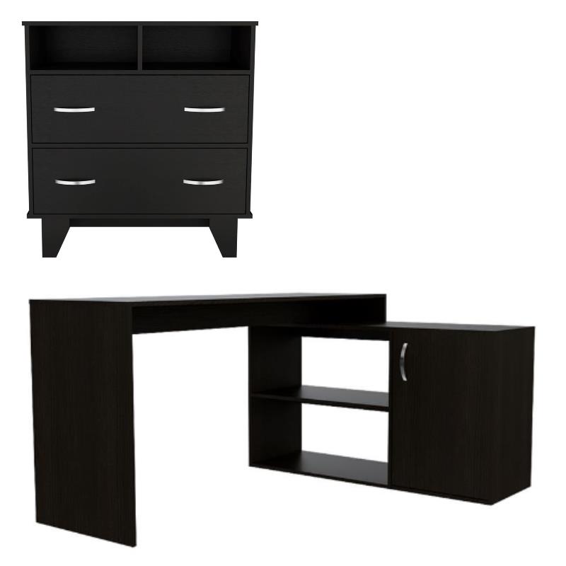 Home Square 2-Piece Set with Home Office Desk and Two Drawer Dresser ...