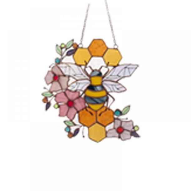 Bee Honeycomb Stained Glass Bee Suncatcher Stained Honeycomb Hanging ...