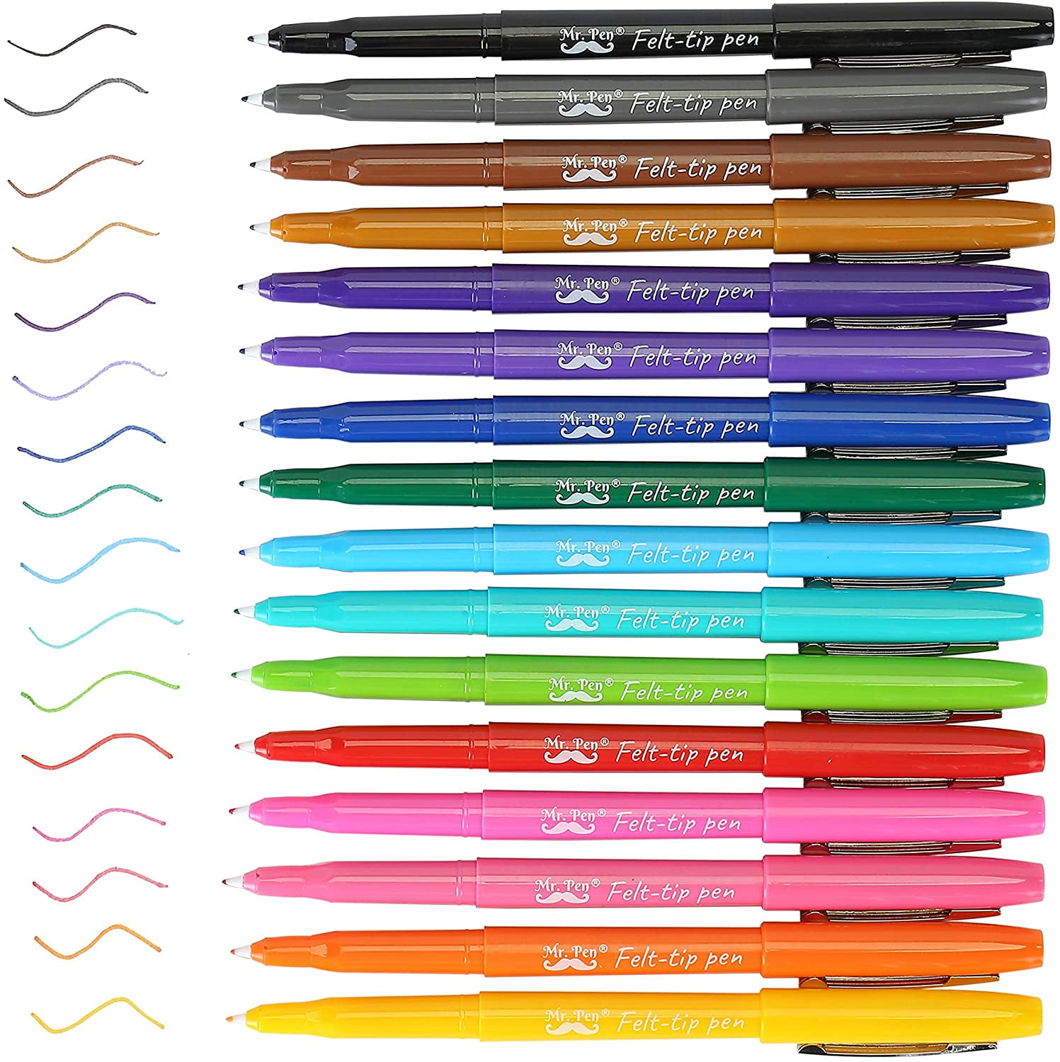 Mr. Pen- Felt Tip Pens, 16 Pack, Colored Felt Tip Pens, Marker Pens ...