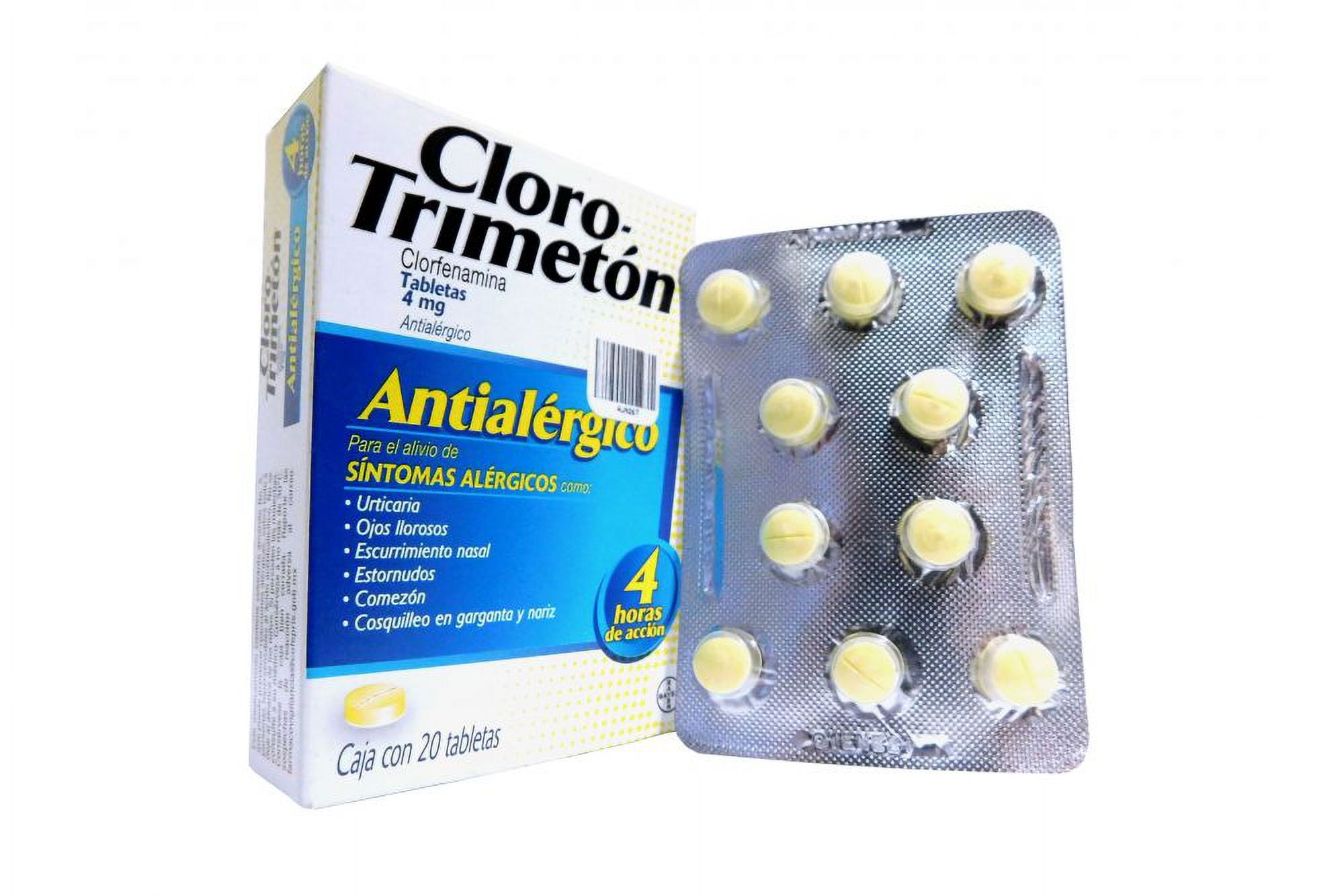 CloroTrimeton 4mg Caja Con 20 Tabletas CloroTrumeton BOLSA | Walmart en ...
