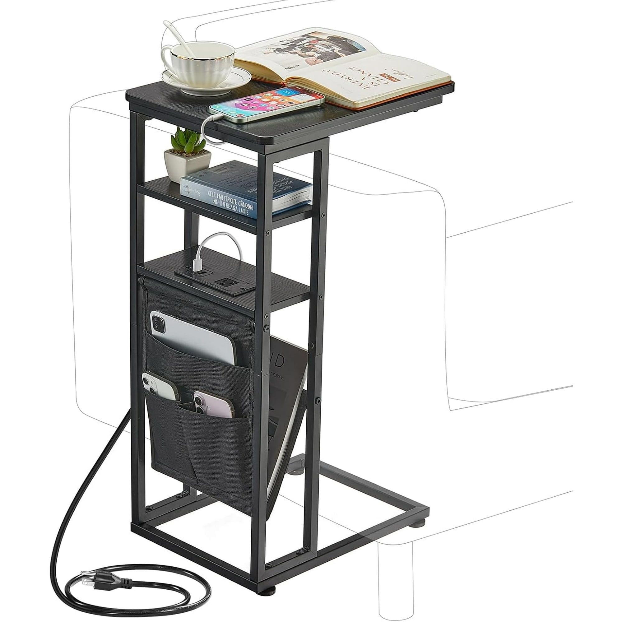 Click here for Unbranded C Shaped End Table With Charging Station... prices