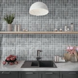 Splendor 11.81 in. x 11.81 in. Matte Gray Porcelain Mosaic Wall and ...