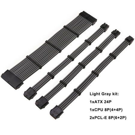 PSU Extension Cable Desktop Computer Power Supply Nylon Cord Set 24pin ...