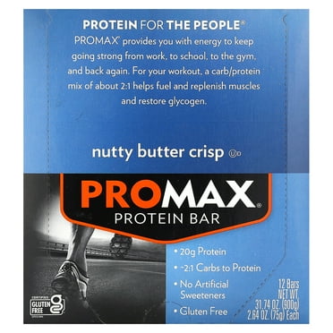 Promax Energy Protein Bar, Chocolate Chip Cookie Dough, 20g Protein, 12 ...