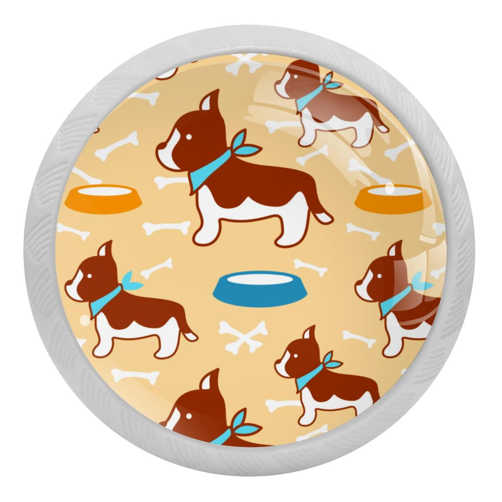 4PCS Round Dog and Bones Cabinet Fluorescence Knob Glowing in the Dark ...