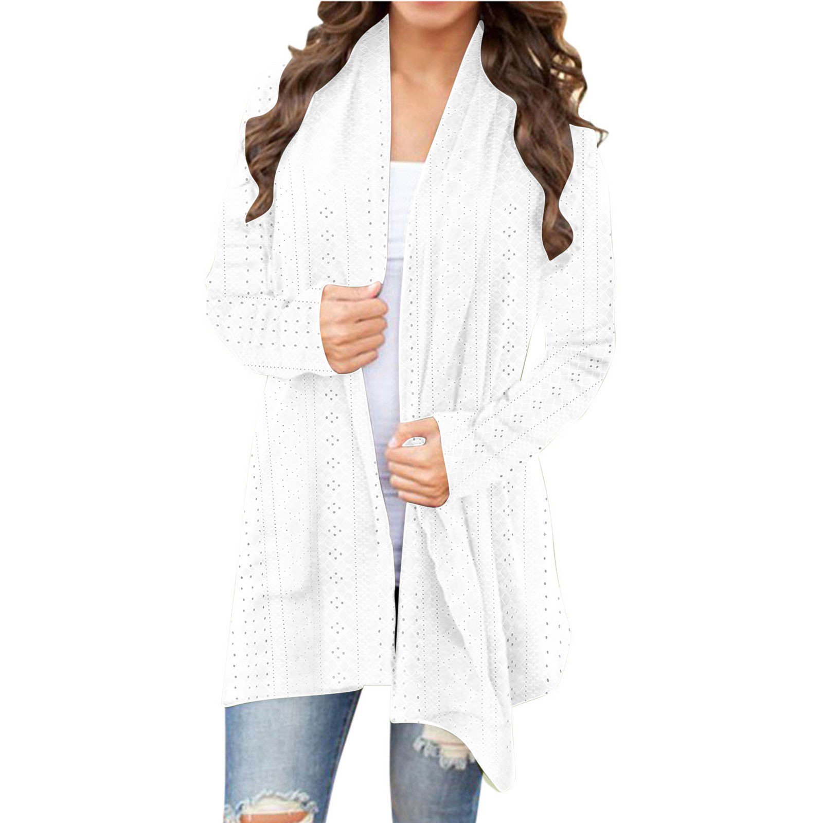 Click here for Xiaowwww Knee Length Cardigan Split Front Sweater... prices