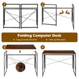 Gymax Folding Computer Desk Writing Study Desk Home Office w/ 6 Hooks ...