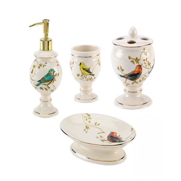 Avanti Linens Butterfly Garden 6 Piece Ceramic Bath Accessory Set ...