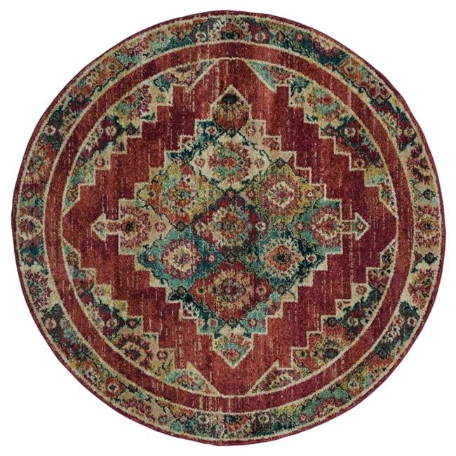 94" x 94" x 0.37" Brick Olefin Frieze Round Rug - Walmart.com