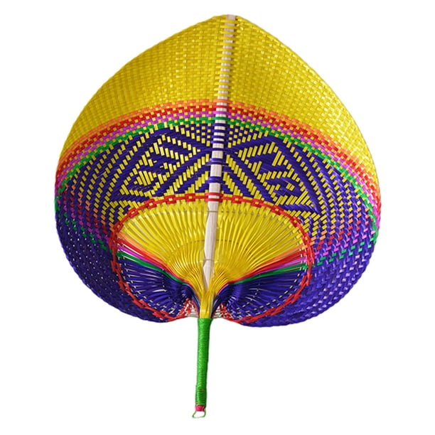 Peach Shape Handwoven Fan Natural Bamboo Woven Fan Summer Cooling Hand ...