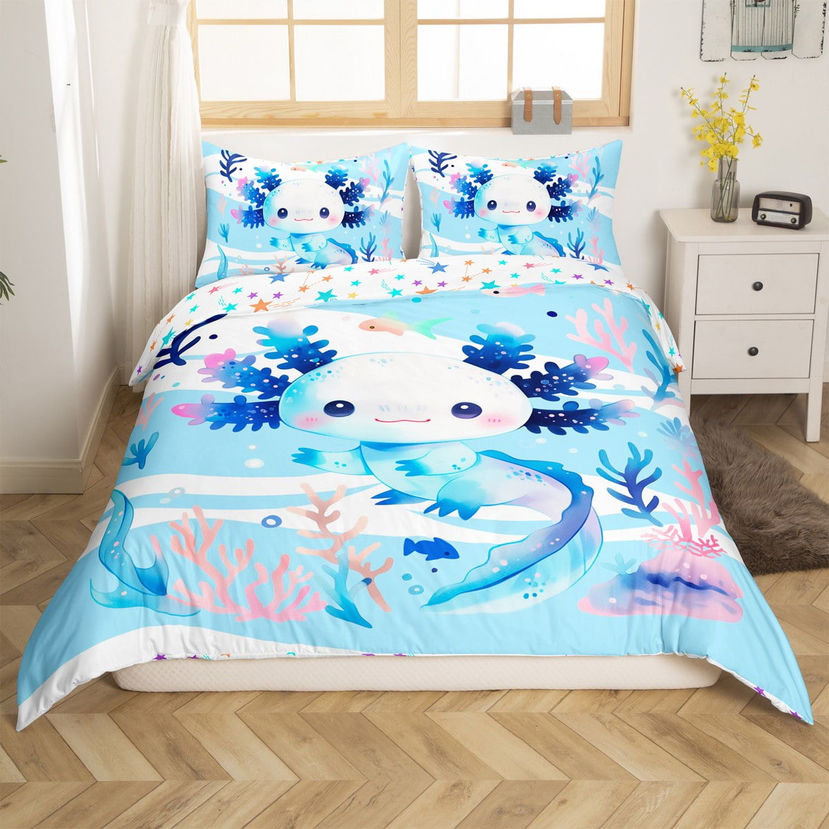 Click here for Erosebridal Blue Axolotl Comforter Cover Twin  Car... prices