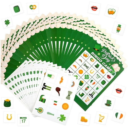 37 Sheets St. Patrick's Day Bingo Game Set Shamrock Bingo Cards Party ...